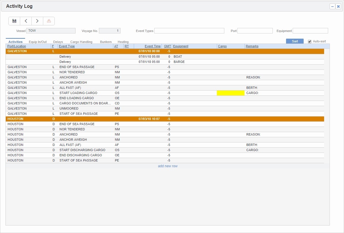 IMOS - Activity Log - Barging
